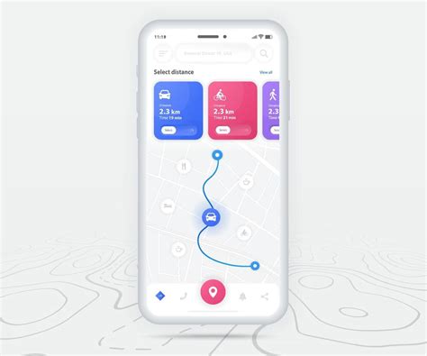 Map GPS Navigation Ux Ui Concept Smartphone Map Application And Destination Pinpoint On Screen