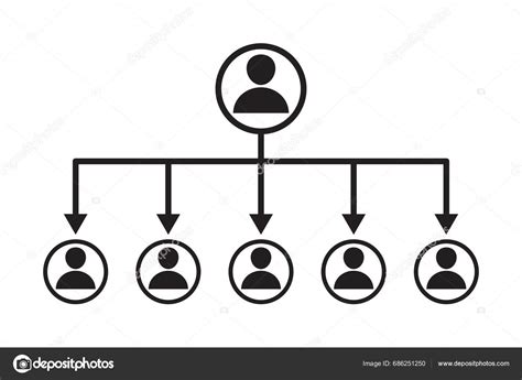 Social Networking Diagram Social Media Connections Hierarchy Leader Icon Hierarchy Stock Vector