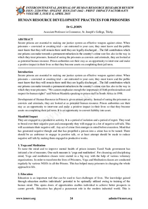 Pdf Human Resource Development Practices For Prisoners John Aicufsjc