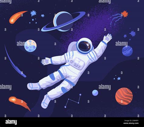 Astronaut Floating In Space Vector Illustration Stock Vector Image