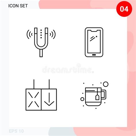 Vector Pack Of 4 Icons In Line Style Creative Outline Pack Isolated On