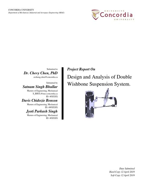 Design And Analysis Of Double Wishbone S Pdf Damping Motor Vehicle
