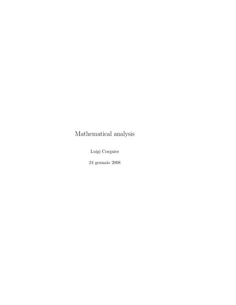 Mathematical Analysis Docsity
