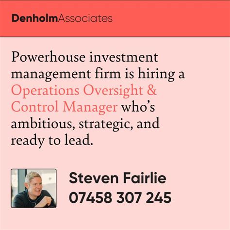 💻 Operations Oversight And Control Manager… Denholm Associates