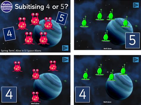 Space Aliens Subitising 4 Or 5 Teaching Resources