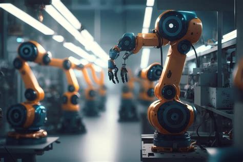 Premium Ai Image Industrial Robotic Arms Production Line Futuristic Automated Artificial