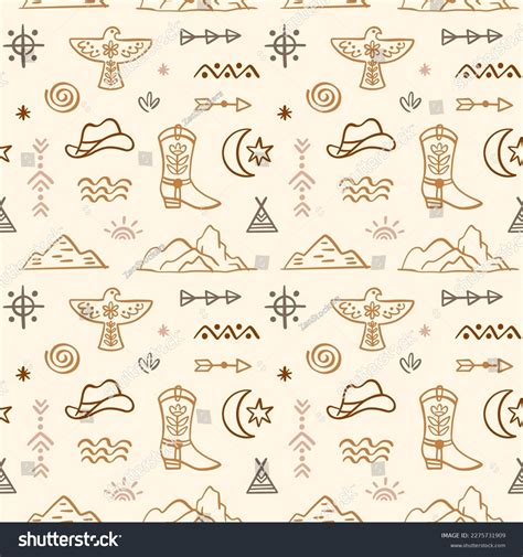 Western Boho Seamless Pattern Cowboy Background Stock Vector Royalty