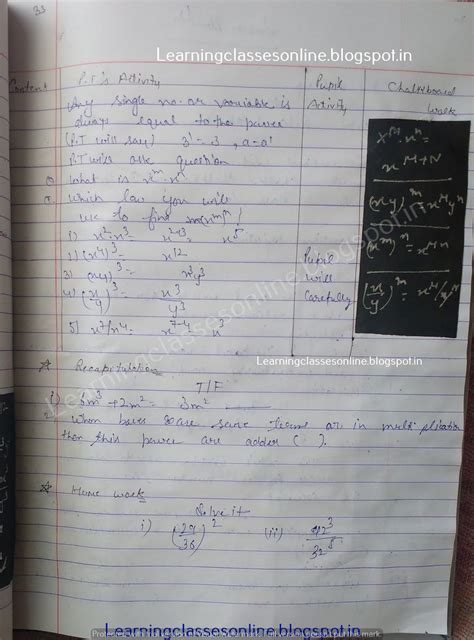 Math Teaching Lesson Plan On Exponents Of Powers
