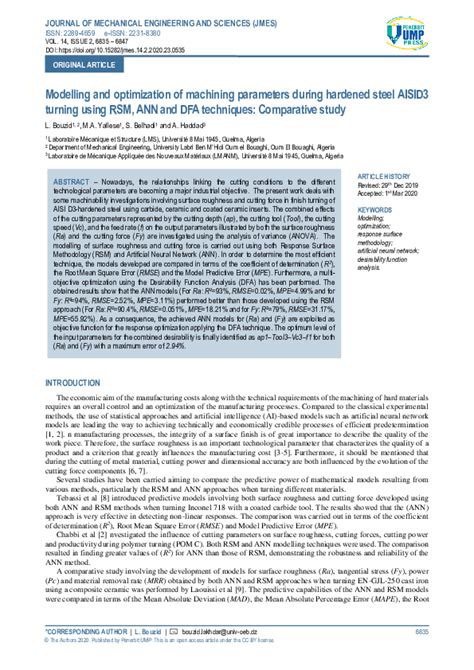 Pdf Modelling And Optimization Of Machining Parameters During Hardened Steel Aisid3 Turning