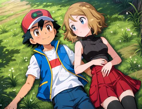 Ash X Serena A Quiet Moment Beneath The Clouds By Thaliesai On Deviantart