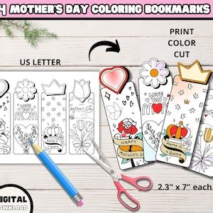 Mothers Day Coloring Bookmarks Printable Coloring Mothers Day Card