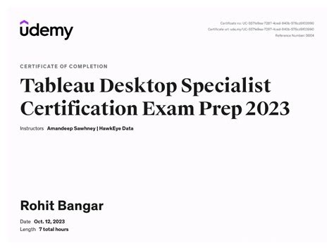 earned tableau desktop specialist certification rohit bangar posted