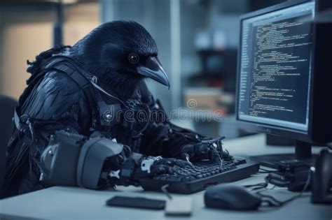 Tech Savvy Crow Coding Wizard Stock Illustration Illustration Of Code