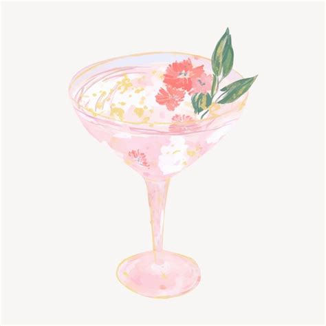 Premium Vector Elegant Floral Cocktail Illustration