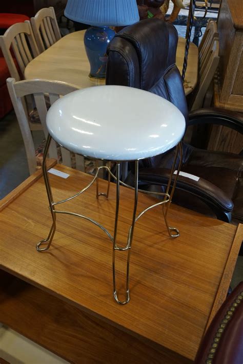 Brass And White Vanity Stool
