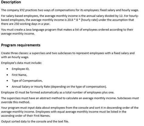 Solved You Must Create A Java Language Program That Makes A