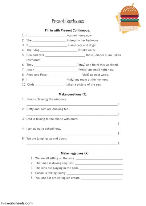 Present Continuous Online Exercise For A You Can Do The Exercises Images