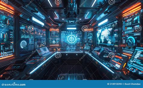 A High Tech Workspace With Multiple Screens Displaying Cybersecurity