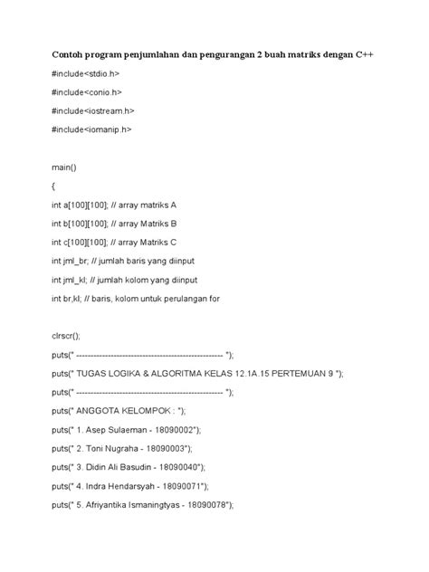 Matrix Addition And Subtraction In C A Program To Add And Subtract Two Matrices Pdf