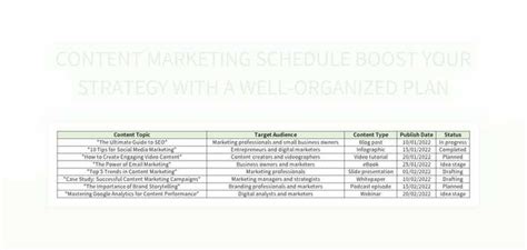 Content Marketing Schedule Boost Your Strategy With A Well Organized Plan Excel Template Free