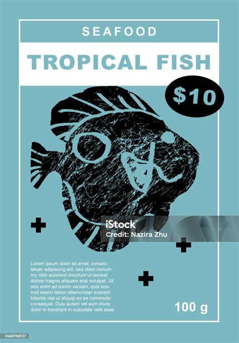 열대어 추상적인 그리기 디자인의 물고기와 해산물 포스터 세트 라벨 또는 포스터 가격표 심플하고 평평한 디자인 패턴과 배경 포스터