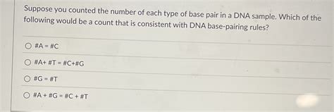 Solved Suppose You Counted The Number Of Each Type Of Base Chegg Com