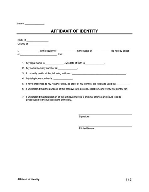 Affidavit Of Identity Pdf Download And Notarization