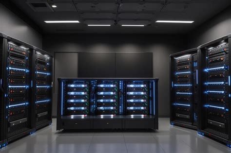 Premium AI Image Rackmount LED Console In Server Room Data Center