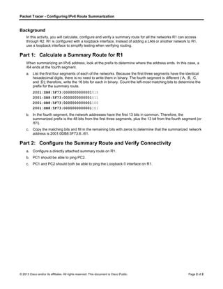 6 4 2 4 Calculating And Configuring An I Pv6 Route Summarization Instructions PDF