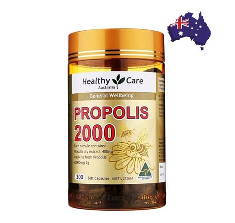 Прополис в капсулах Healthy Care Propolis 2000 Propolis Dry Extract 400 Mg 200 капсул Австралия