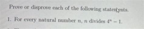 solved prove or disprove for every natural number n n