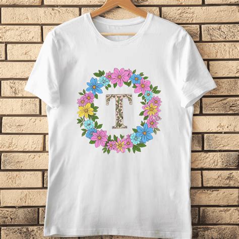 Bold Black T With Colorful Flower Frame T Shirt Design Masterbundles