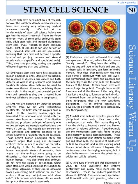 Science Reading Article 50 Stem Cell Science Ilovewestontang 1