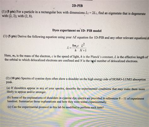 2d Pib 1 5 Pts For A Particle In A Rectangular