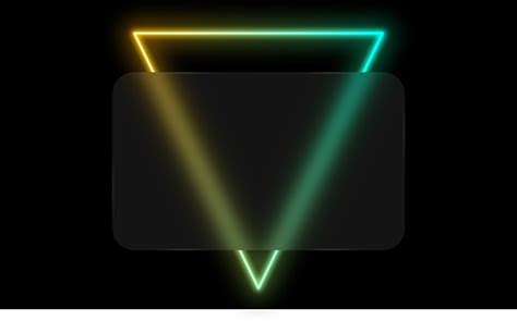 유리 Morphism 신용 카드 템플릿입니다 플라스틱 직사각형입니다 검은색 배경에 글로우 라이트 트라이앵글이 유리모피즘 스타일로 흐릿한 유리를 가지고 있다 추상적인 현대