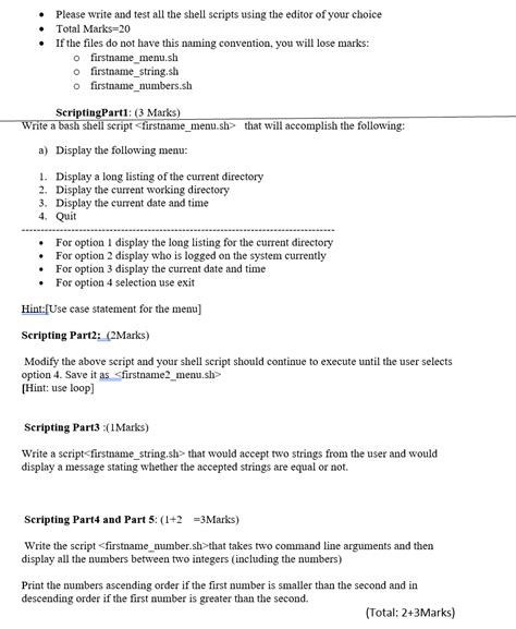 Solved Please Write And Test All The Shell Scripts Using Chegg Com