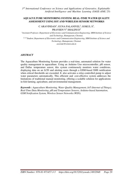 Pdf Aquaculture Monitoring System Real Time Water Quality Assessment
