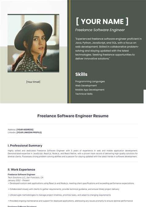 Free Software Engineer Resume Templates To Edit Online And Download