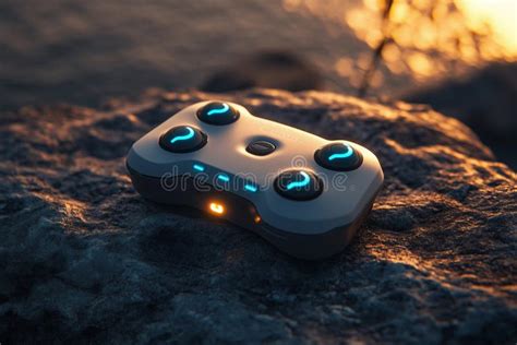 Futuristic Drone Controller Resting On A Rock By The Water During