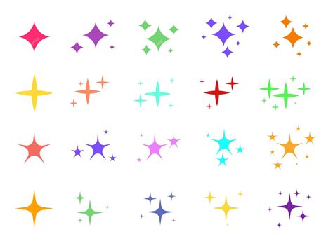반짝임 별 아이콘 세트 밝은 불꽃의 다른 모양 반짝이는 스파클 마술 반짝임 태양 섬광 장식 빛나는 빛 플래시 효과 별이 빛나는