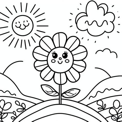 Desenho De Flor Sorridente Em Festa Para Colorir Pintar E Colorir