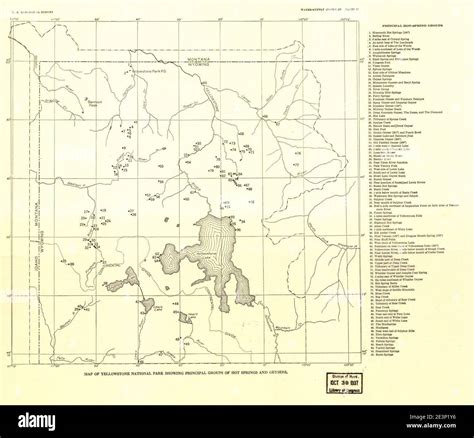 Map Of Yellowstone National Park Showing Principal Groups Of Hot