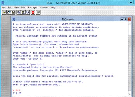 working with r programming using microsoft r open and r tools for