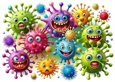 Colorful Cartoon Germs And Viruses Educational Product Photography For