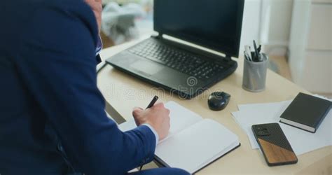 Businessman Writes Financial Report Stock Footage Video Of Economics