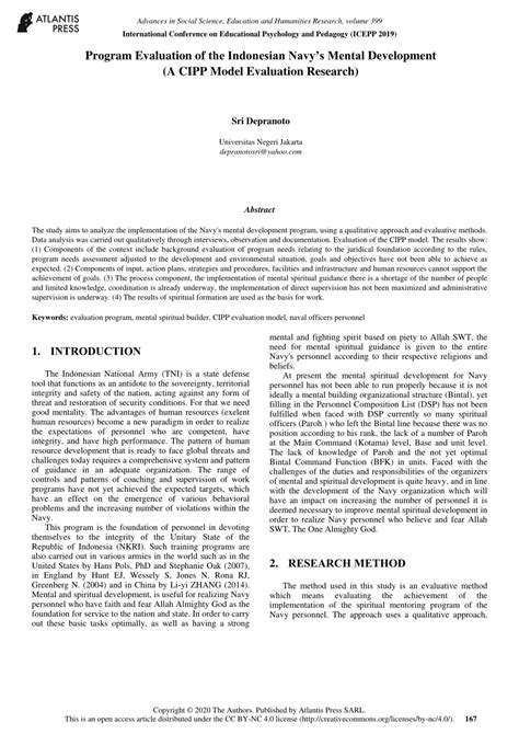 Pdf Program Evaluation Of The Indonesian Navys Mental Development A Cipp Model Evaluation