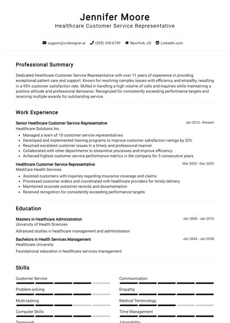 16 Healthcare Customer Service Representative Resume Examples And
