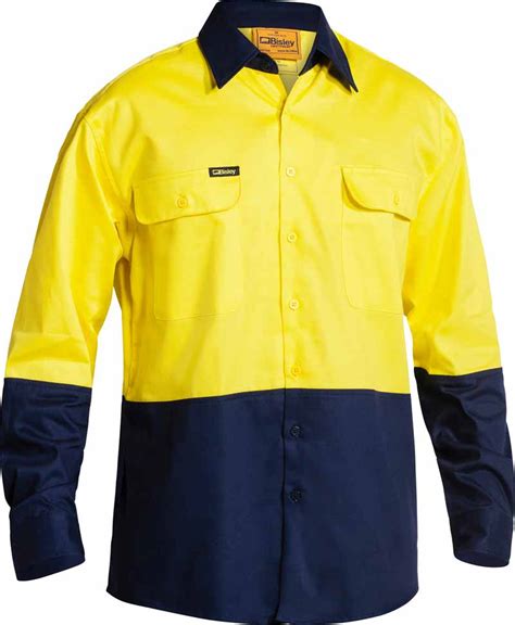Bisley Mens Hi Vis Drill Shirt Long Sleeve Bs6267 Canberra Workwear