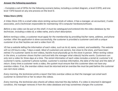 Solved Complete A Set Of Dfds For The Following Scenario