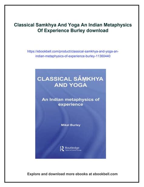 Classical Samkhya And Yoga An Indian Metaphysics Of Experience Burley Pdf